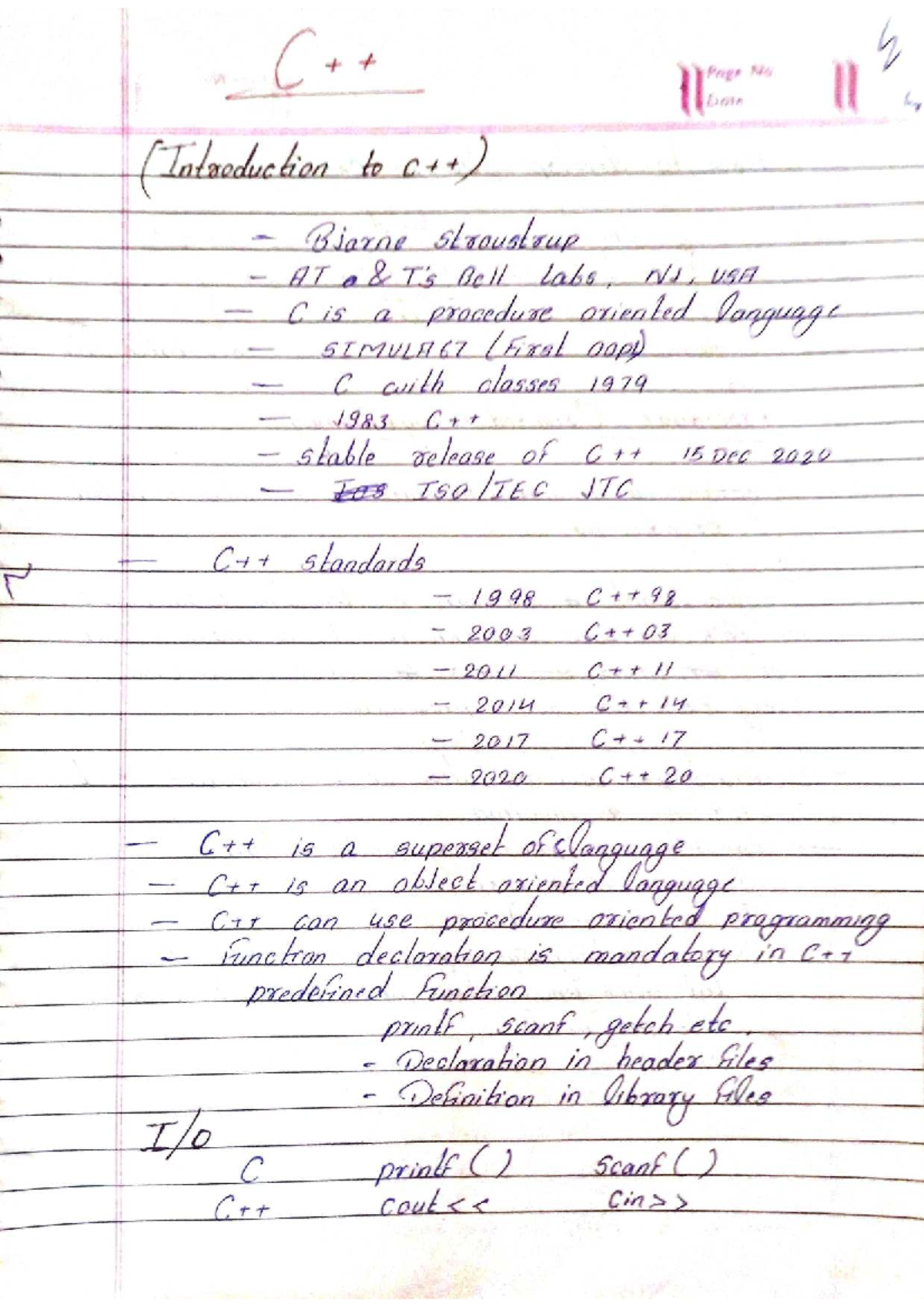 OOPS Full Notes - Introduction to C++ Programming Concepts - Studocu