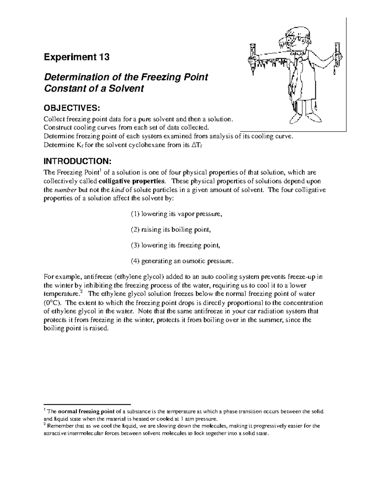 Lecture Notes 13 + Experiment 13 : DETERMINATION OF FREEZING POINT ...