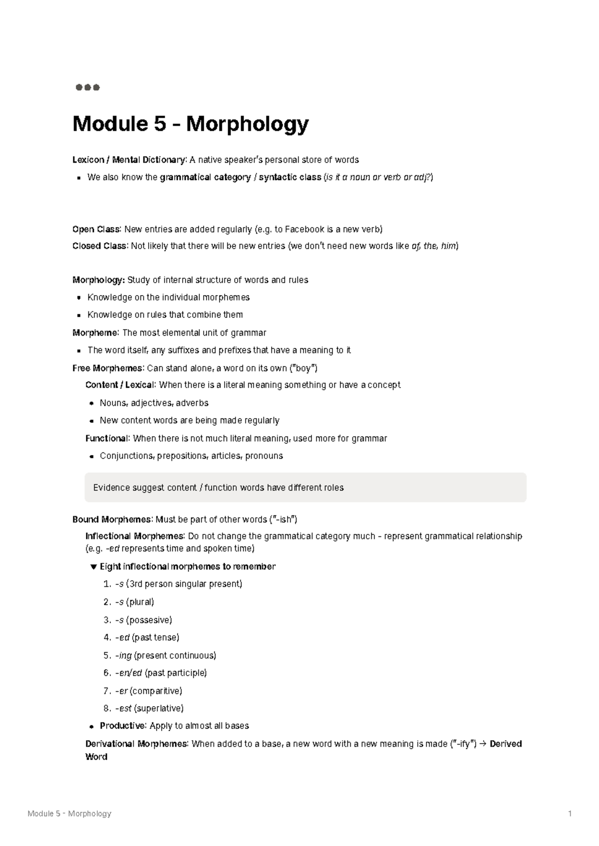 Module 5 - Morphology Lecture Notes - Studocu
