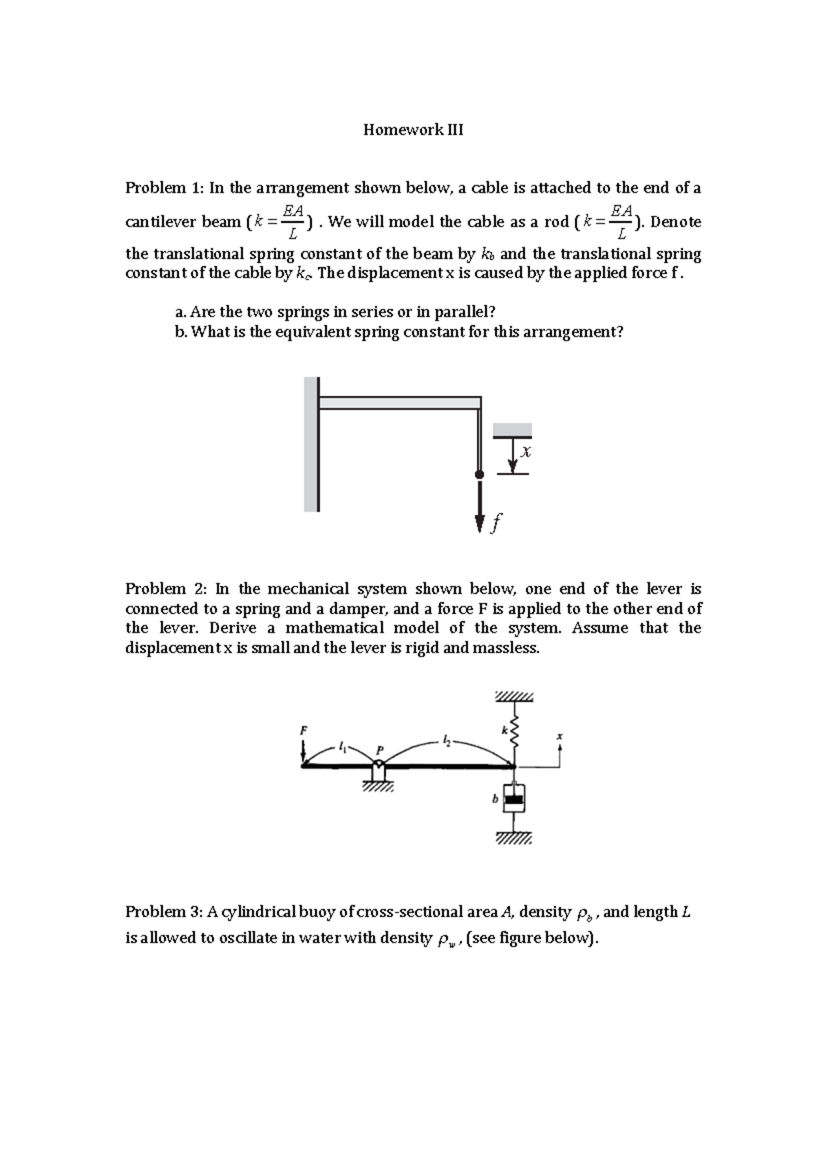 HW3 - Static Equilibrium and Spring Constant Problems - Studocu