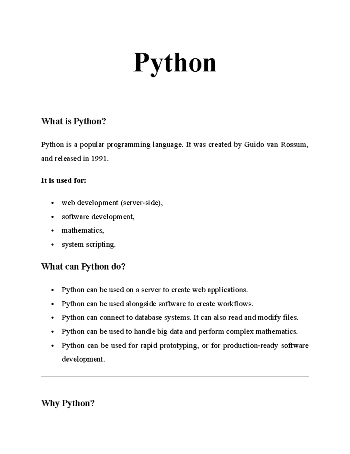 Python Programming Basics: An Introduction to Python Language - Studocu