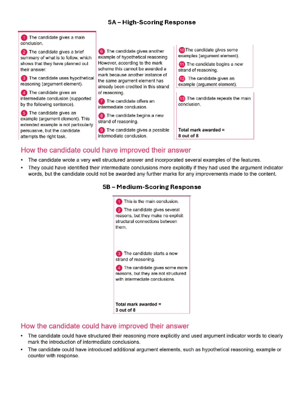 Q5 Example Responses Feedback: Thinking Skills Analysis - Studocu