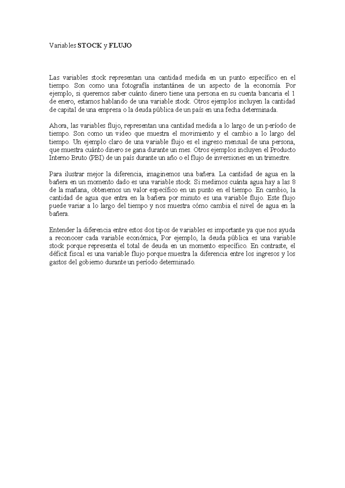 Variable stock y flujo - Variables STOCK y FLUJO Las variables stock ...