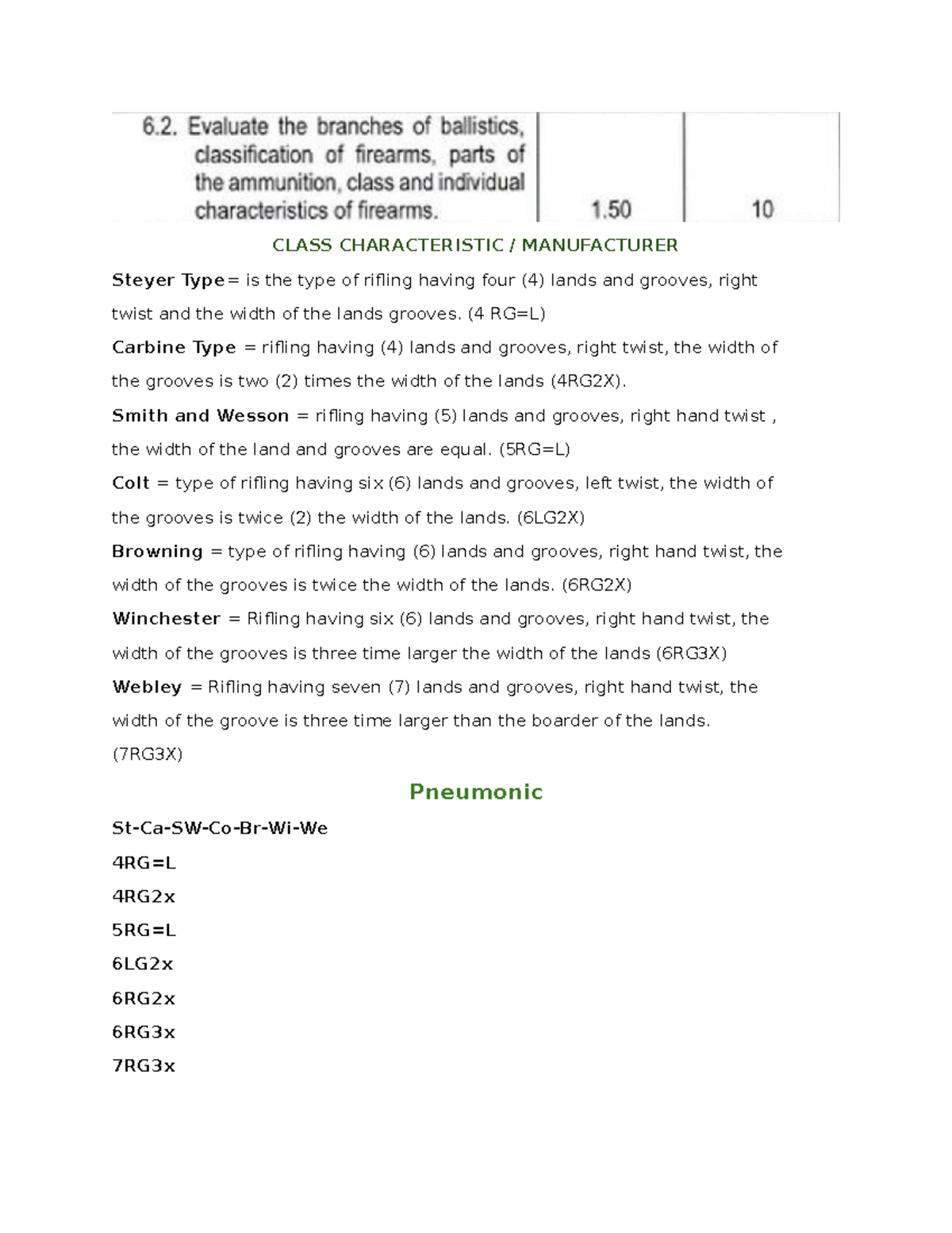 Firearm Classification & Characteristics Study Notes (Forensic ...