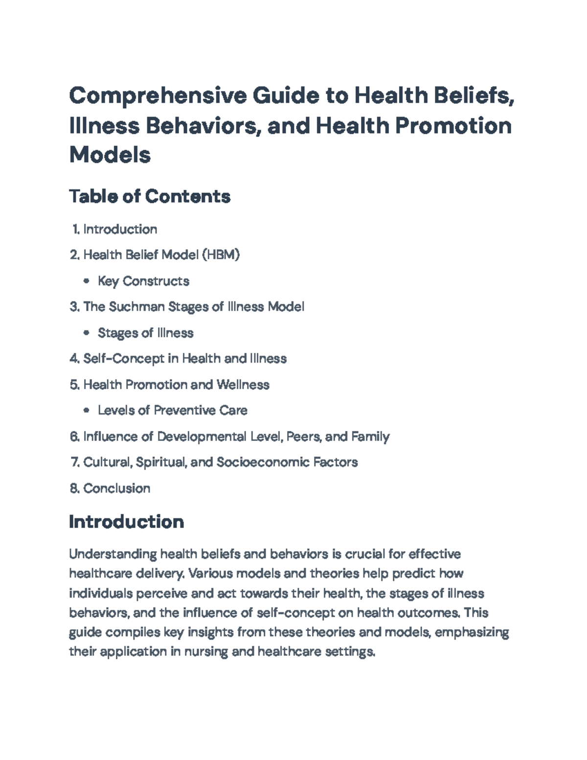 Comprehensive Guide to Health Models and Beliefs in Nursing Care ...