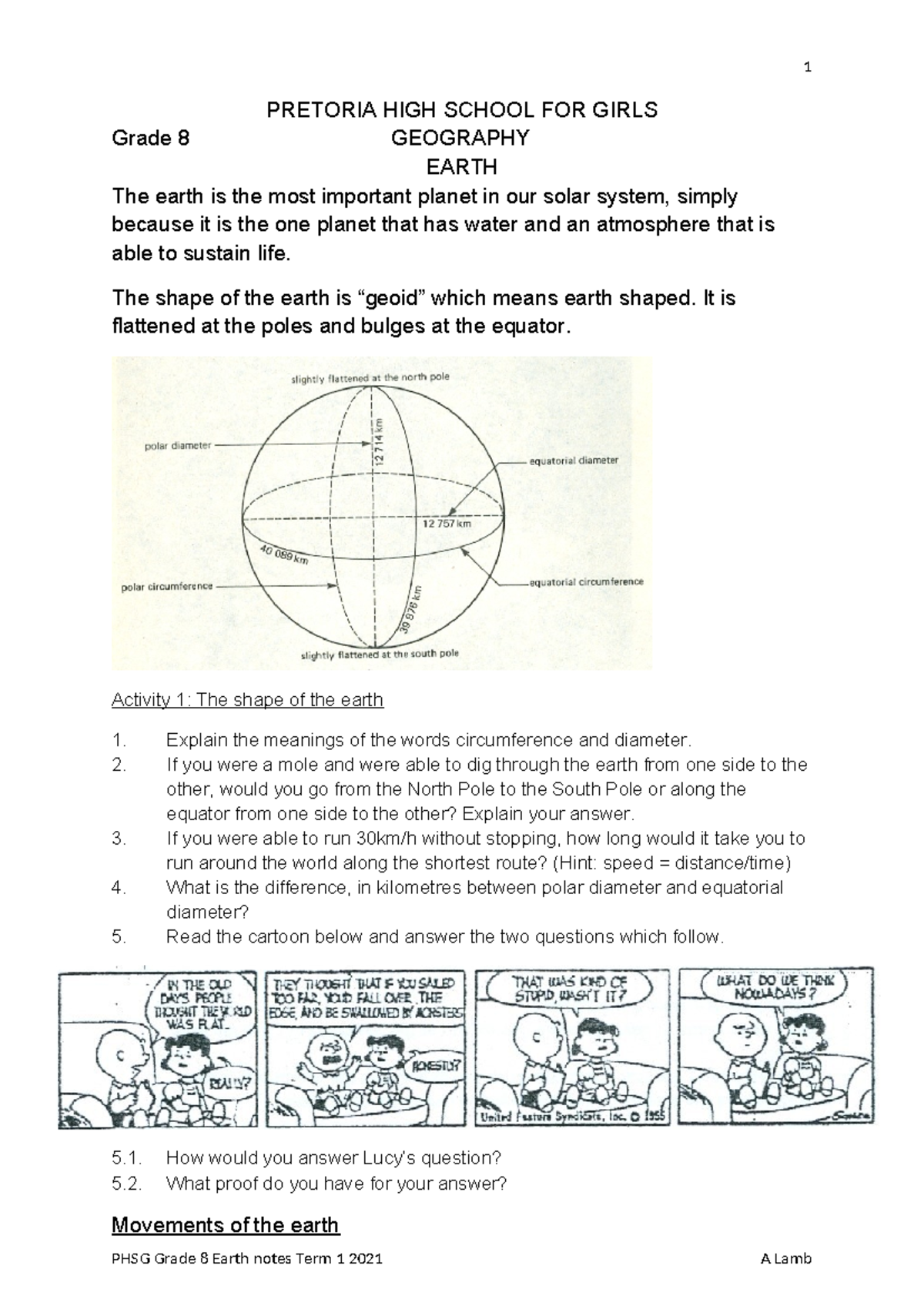 Grade 8 Geography: Earth and Time Zones Overview - Studocu
