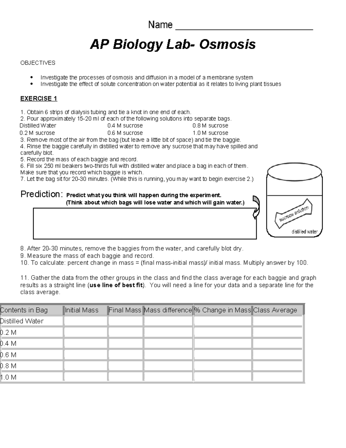 AP Biology Lab Notes: Osmosis and Water Potential Analysis - Studocu