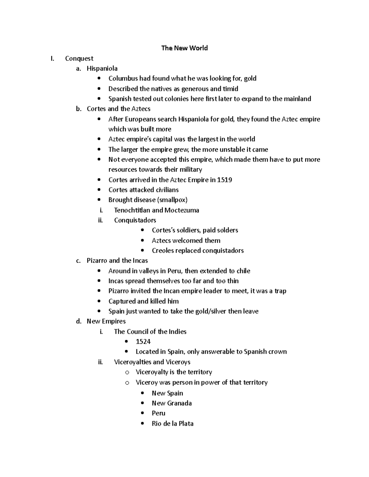 The New World: Conquest, Exchange, and Empires - Colleen Moore - Studocu