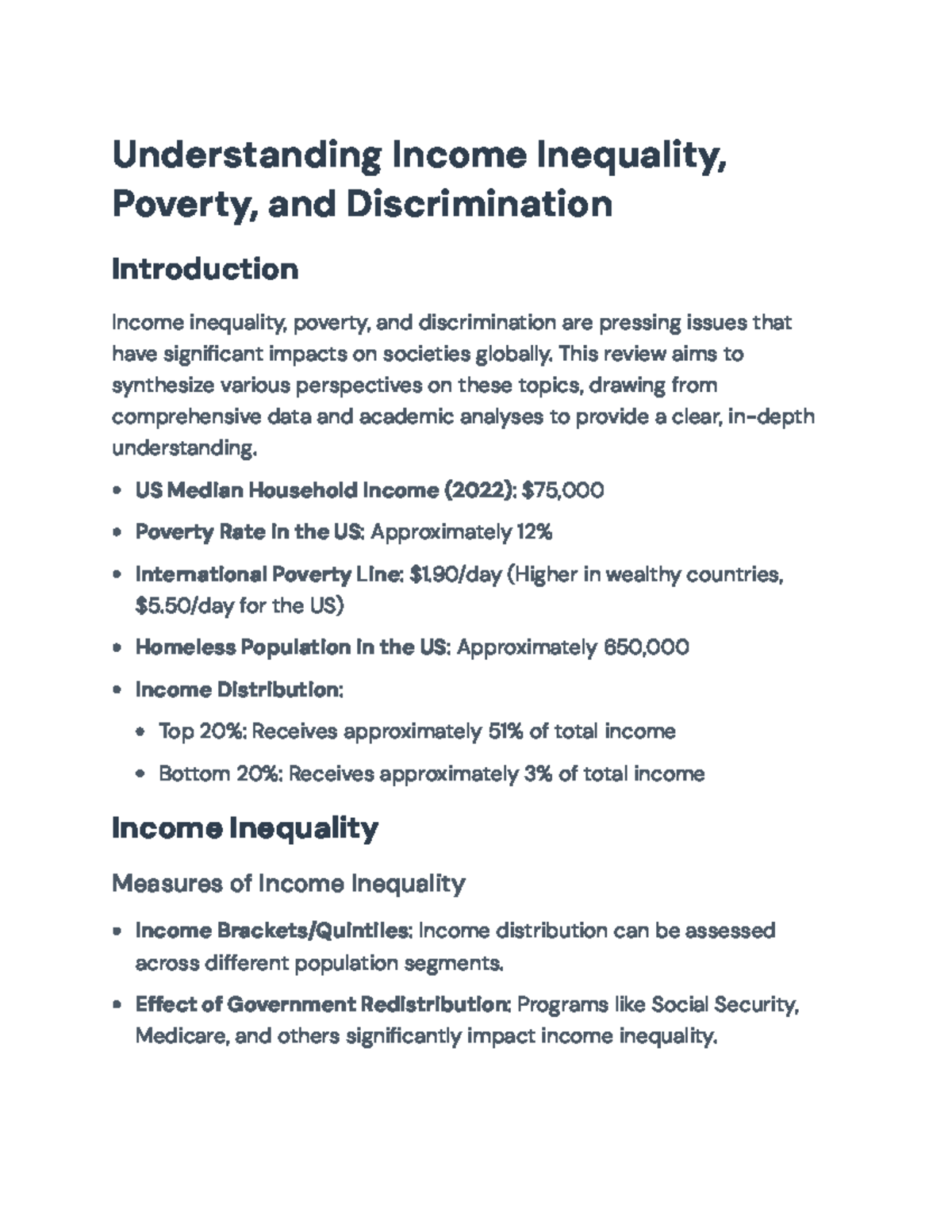 Understanding Income Inequality, Poverty, and Discrimination: A ...