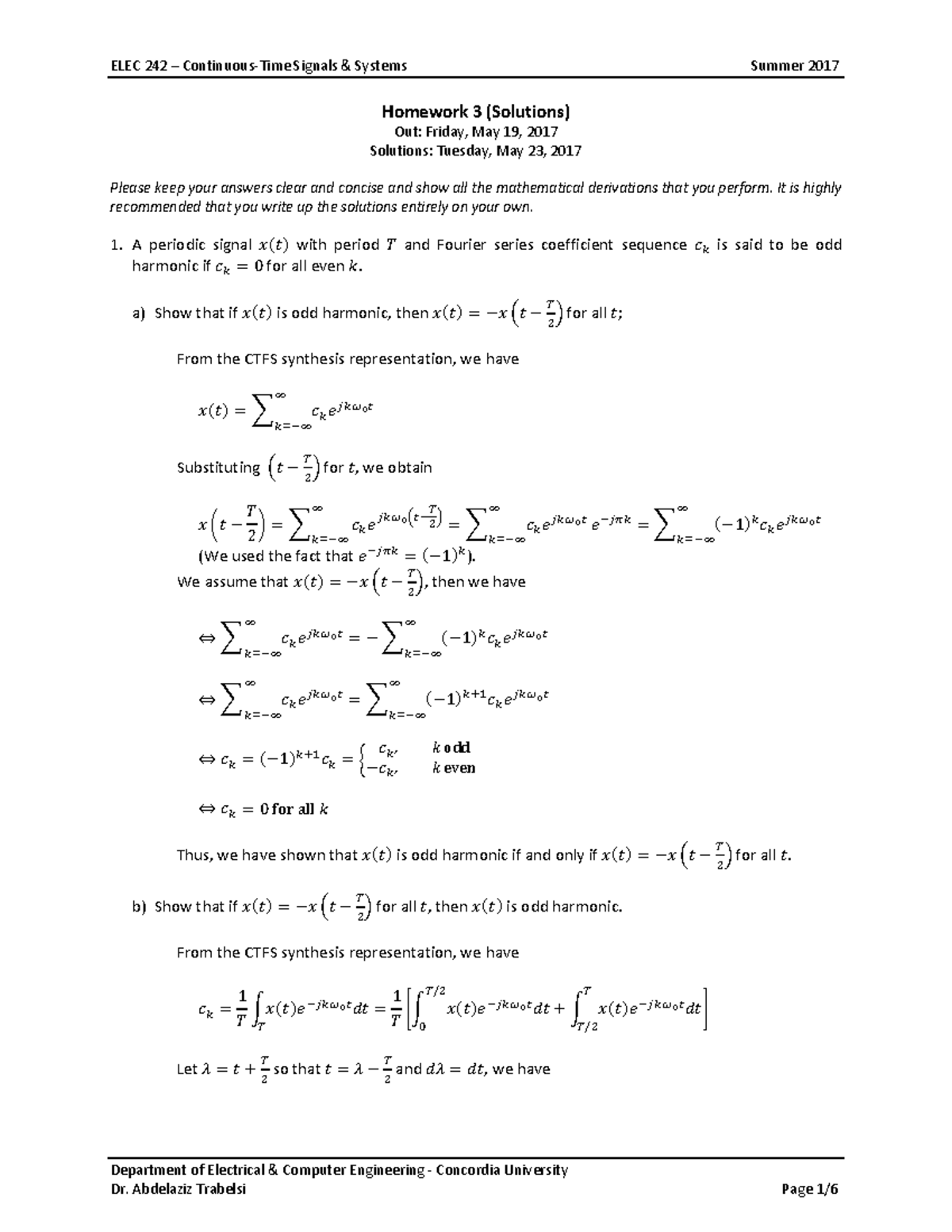 elec 242 -HW3 sol - Department of Electrical & Computer Engineering ...
