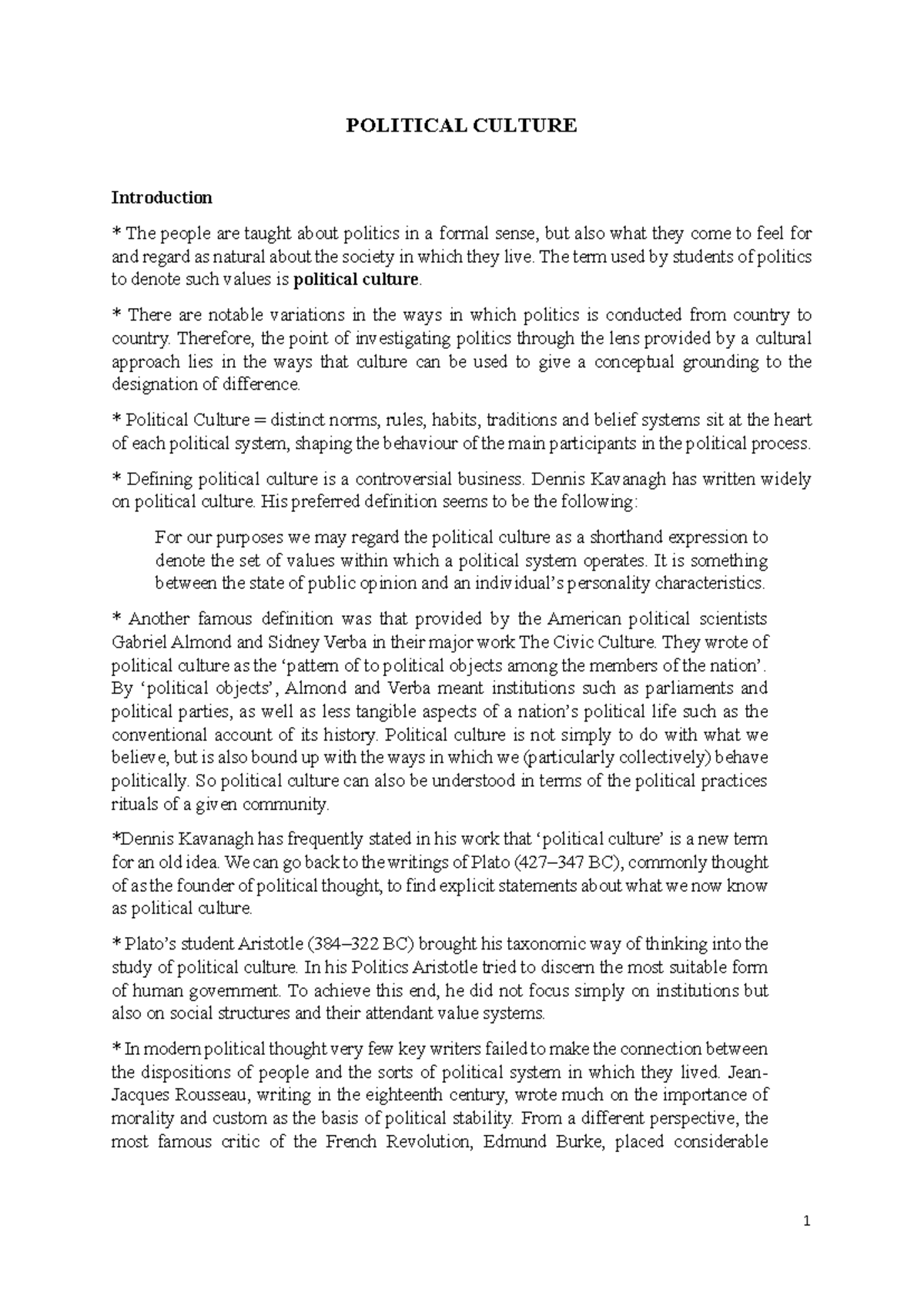 Political Culture and Civic Culture Analysis 101: Overview and Critique ...
