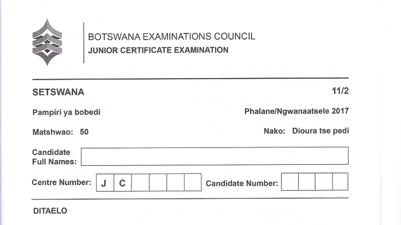 JC Setswana Paper 2 - Comprehensive Study Guide for 2017 Exam - Studocu