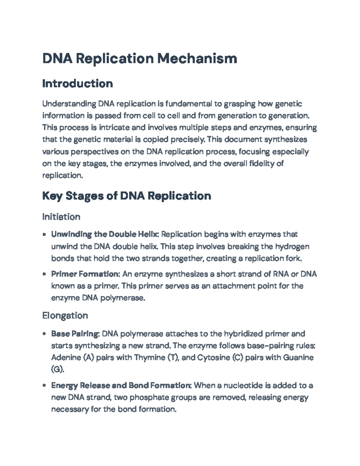 DNA Replication Mechanism Overview: Key Stages and Enzymes - DNA ...