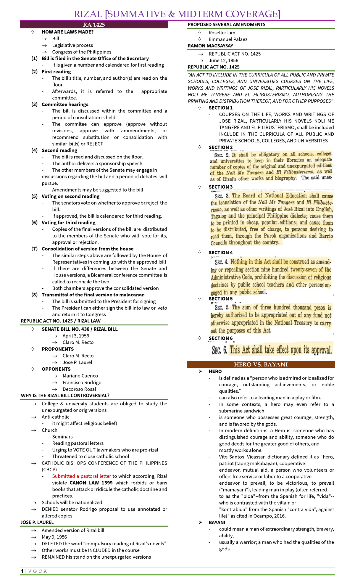RIZAL MIDTERM RA 1425: Legislative Process and Controversies - Studocu