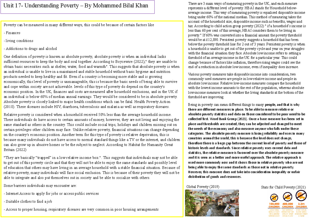 Unit 17 - Analyzing Poverty: Definitions, Measures, and Implications ...