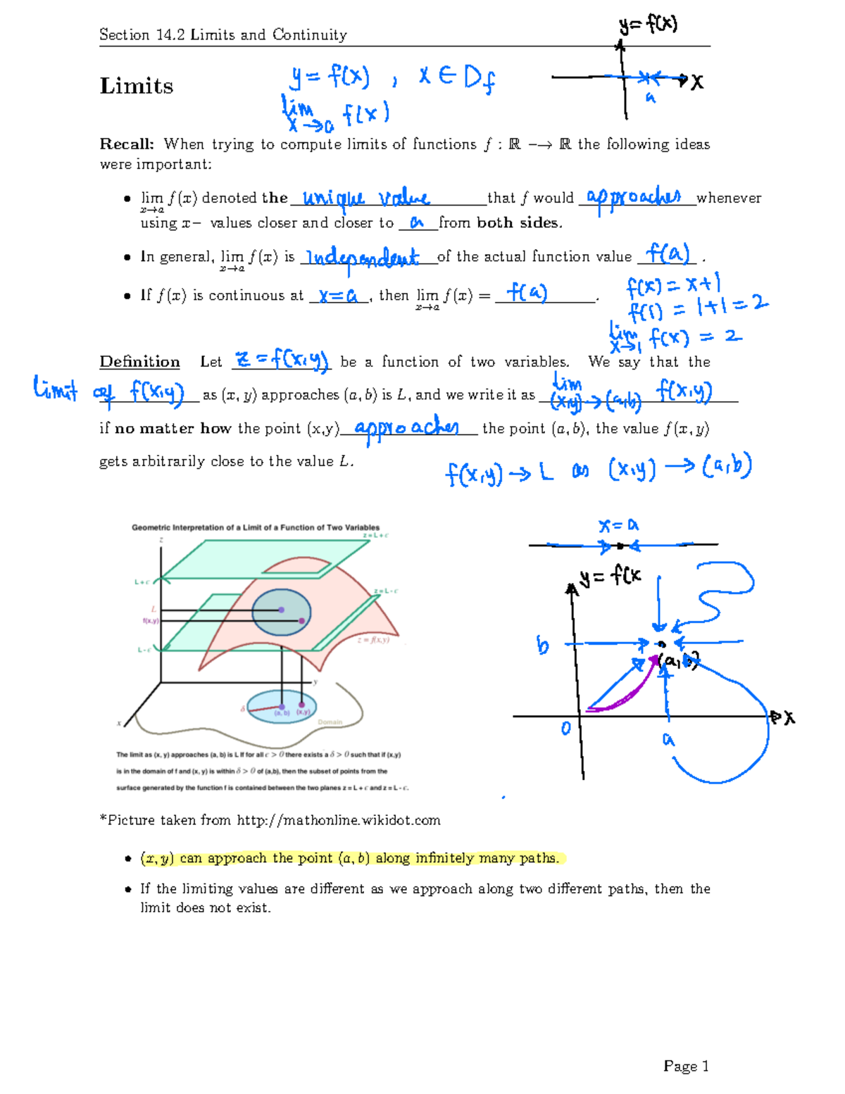 Limits and Continuity Overview - Advanced Calculus (MATH 201) - Studocu