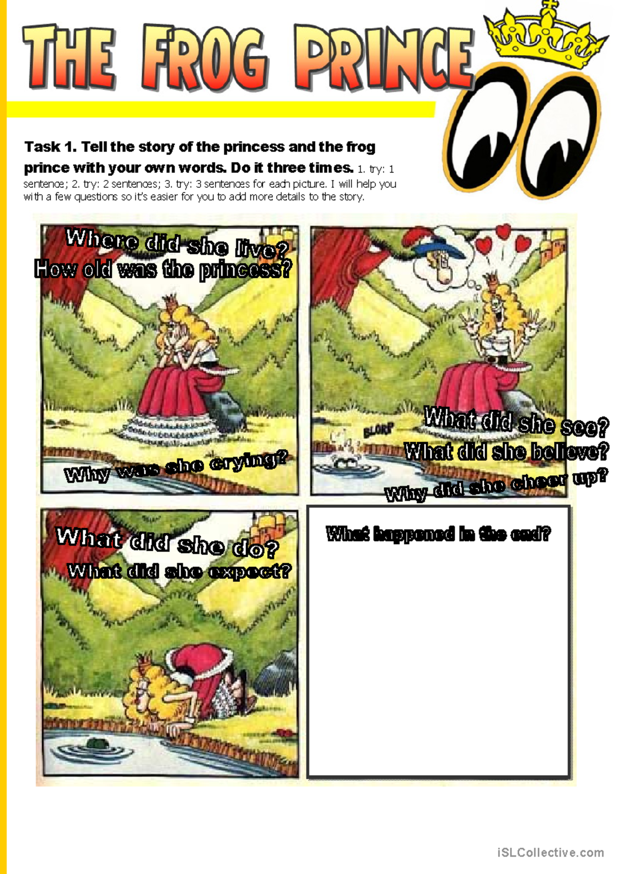 The Frog Prince Storytelling Task 1: Retell in 3 Versions - Studocu