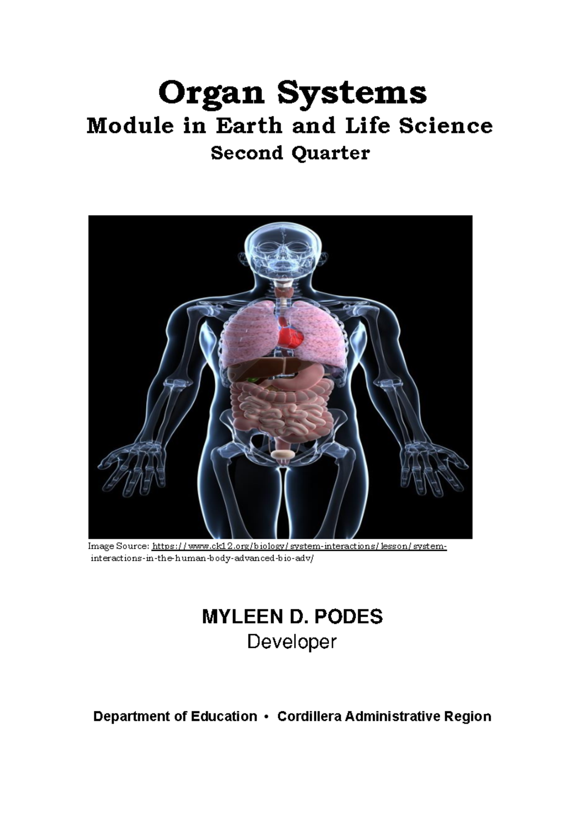 ELS11 Q2 Wk5 Organ- System-Ifugao Lingayo - Organ Systems Module in ...
