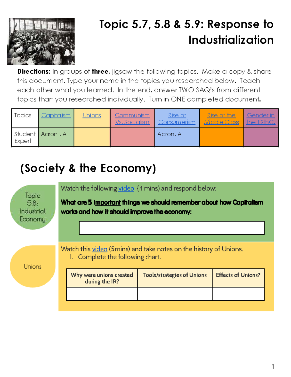 Industrialization Response: Capitalism, Unions, and Socialism (Society ...
