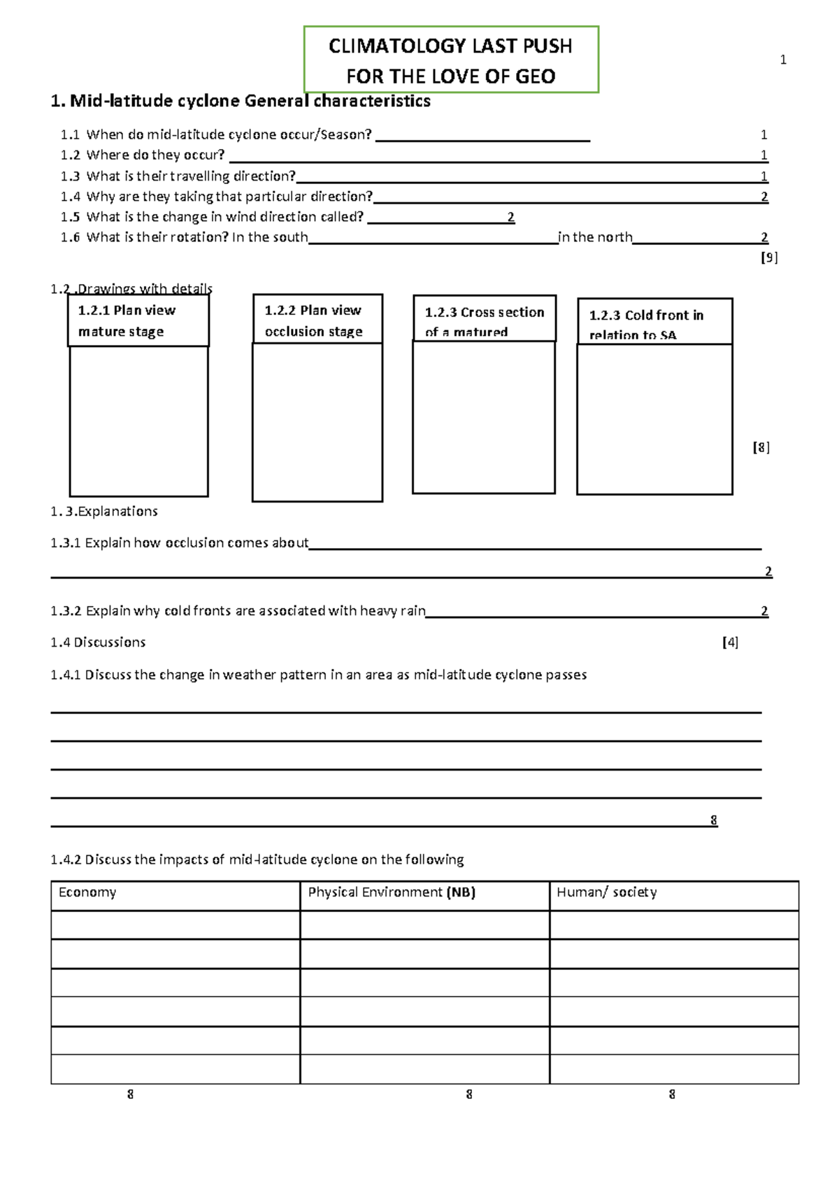 Climatology 101: Final Exam Study Guide on Cyclones and Climate - Studocu