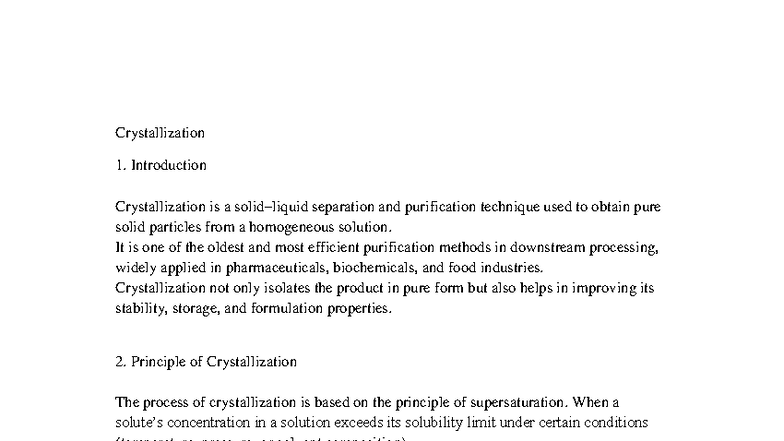 Crystallization Techniques and Principles - Detailed Study SIV101 - Studocu