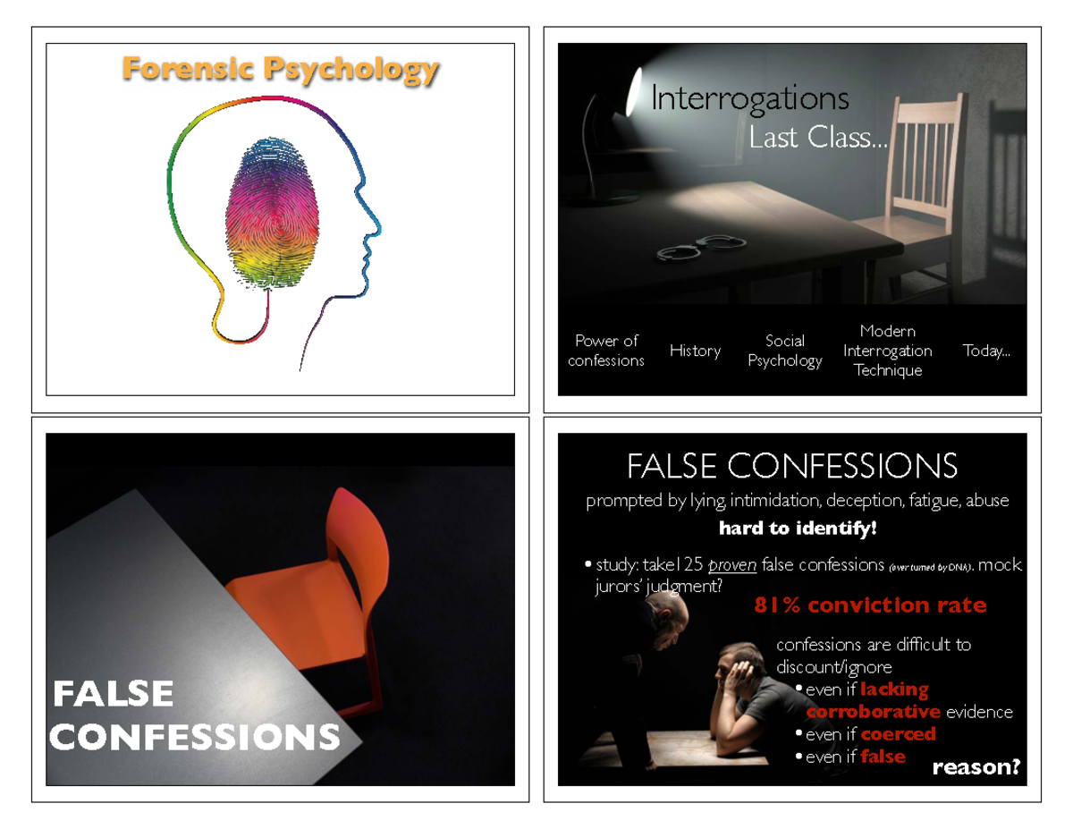 Forensic Psychology: Understanding False Confessions - Studocu