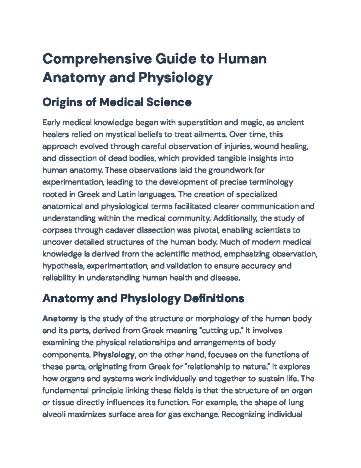 Comprehensive Guide to Human Anatomy & Physiology: Key Concepts - Studocu