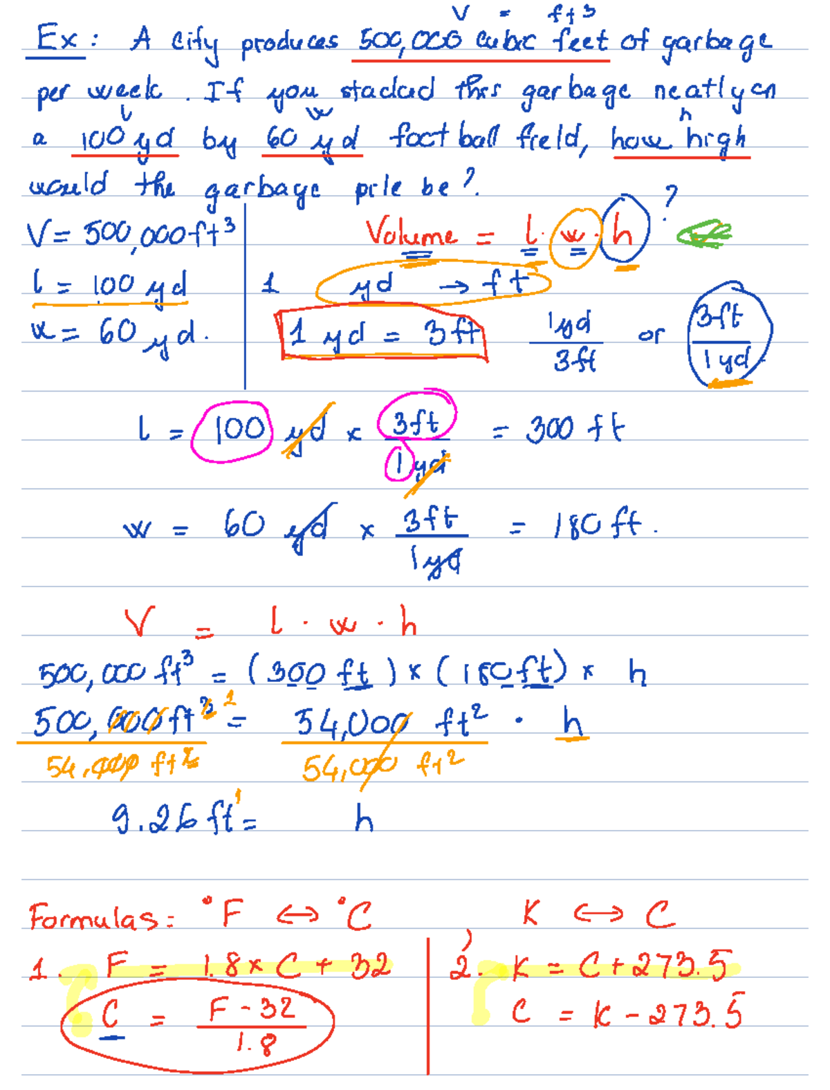 Calculating Garbage Volume & Temp Conversions in Math (Ex A) - Studocu