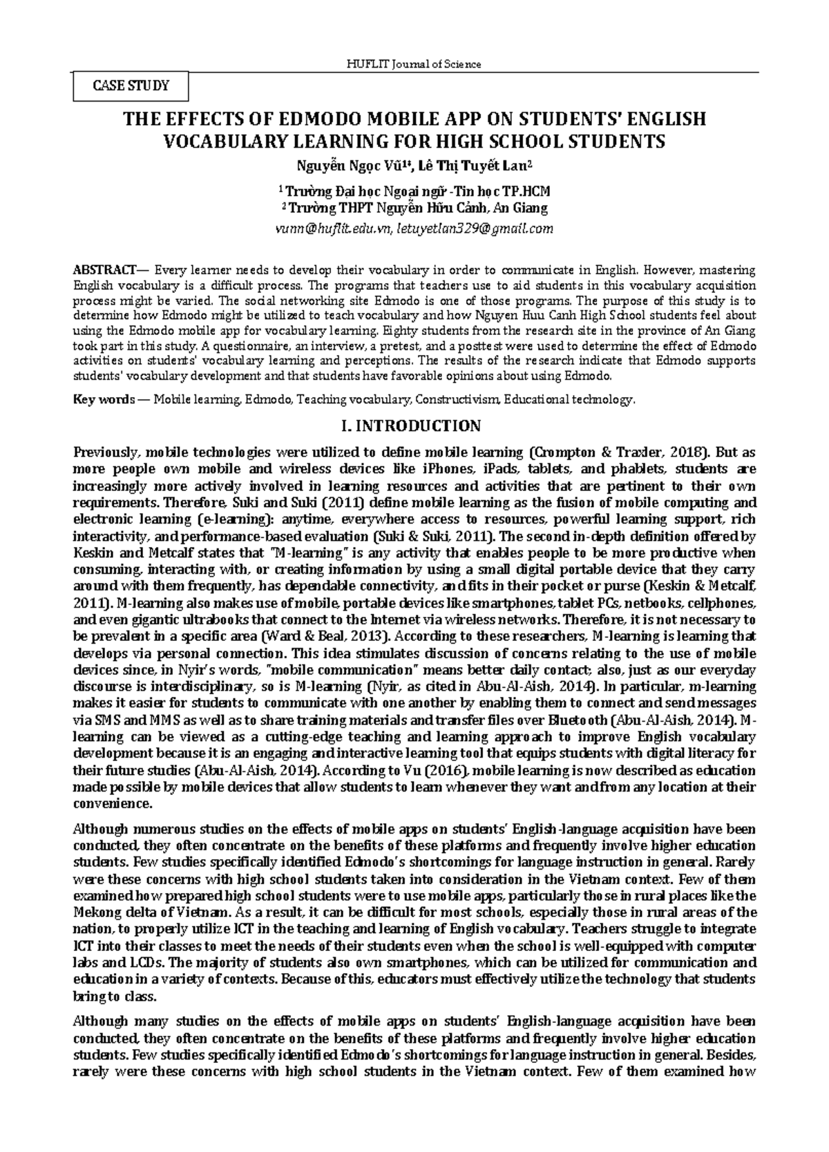 HUFLIT Journal of Science: Edmodo's Impact on English Vocabulary ...