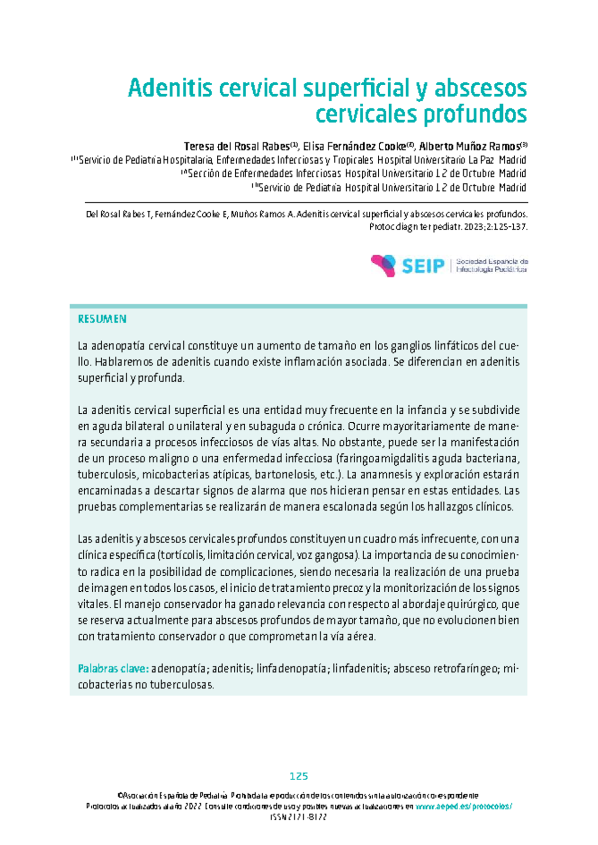 Protocolo de Diagnóstico y Manejo de Adenitis Cervical y Abscesos ...
