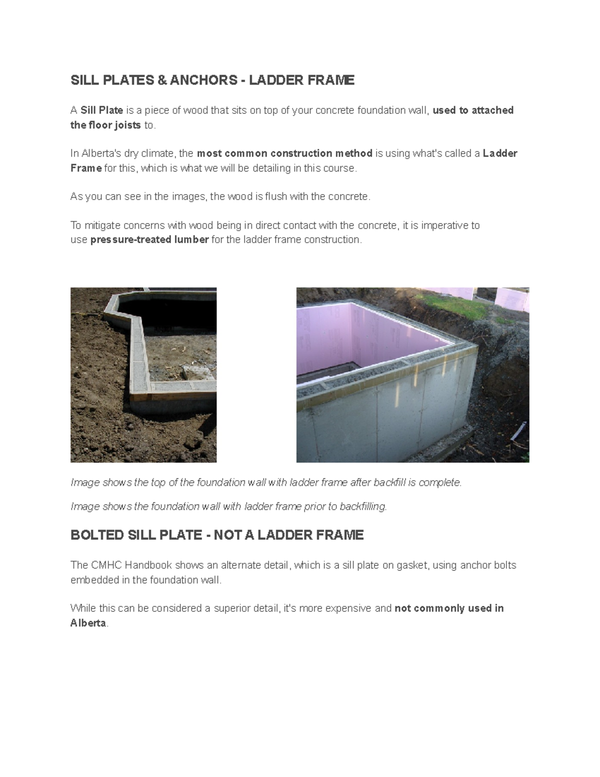 SILL PLATES AND FOUNDATIONS: ANCHORS IN LADDER FRAME CONSTRUCTION - Studocu