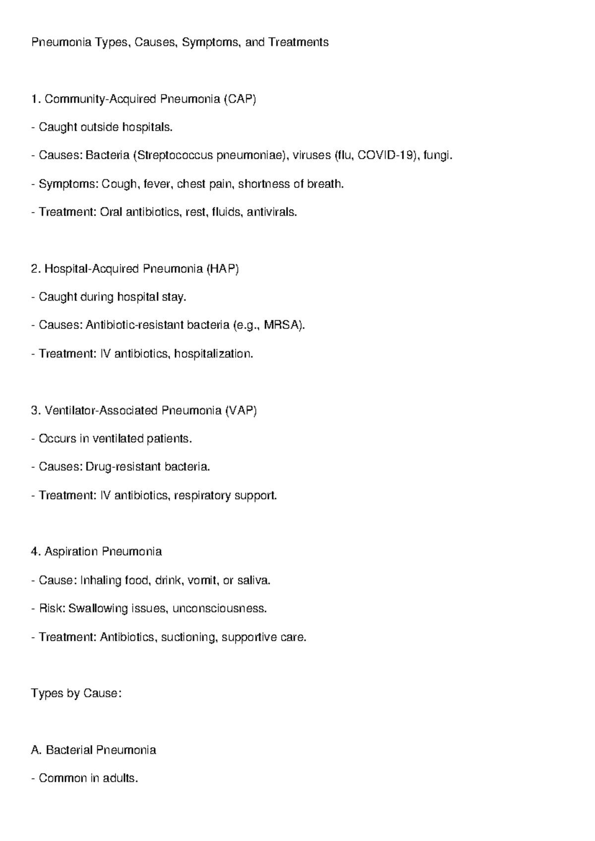 Pneumonia Overview: Types, Causes, Symptoms & Treatments (CAP, HAP, VAP ...