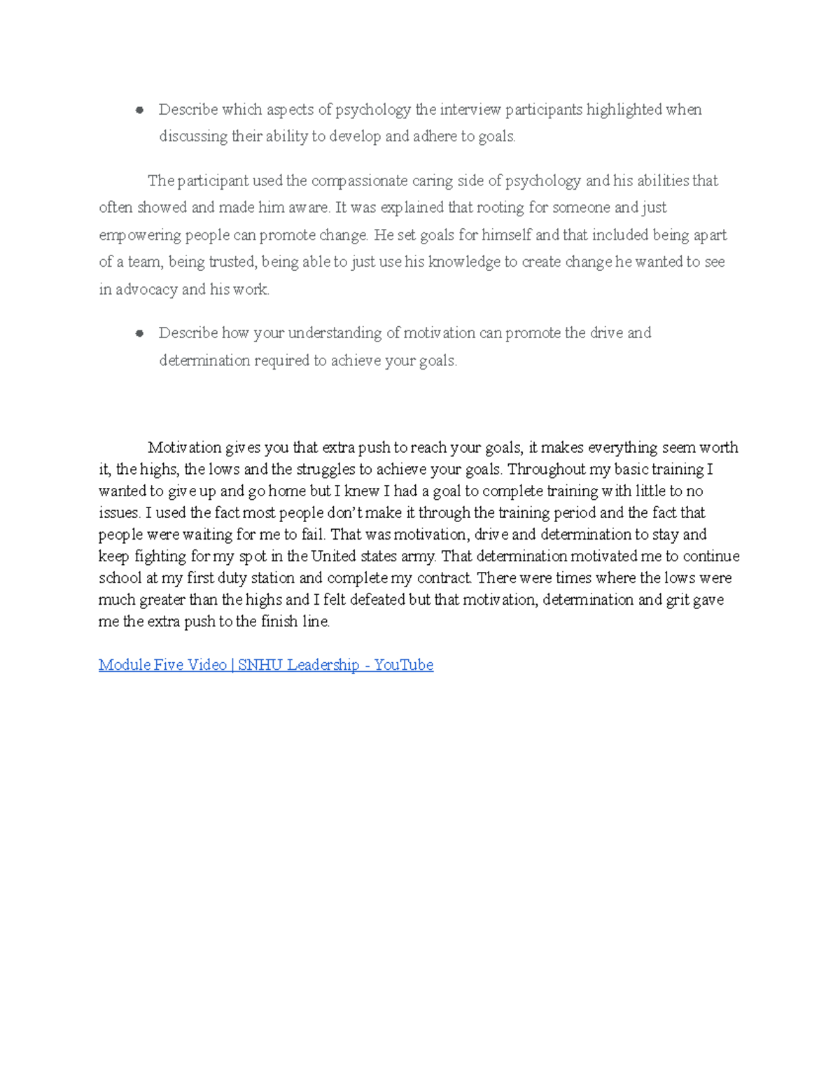 5-2 Reflection: Motivation & Psychology in Goal Achievement - Studocu