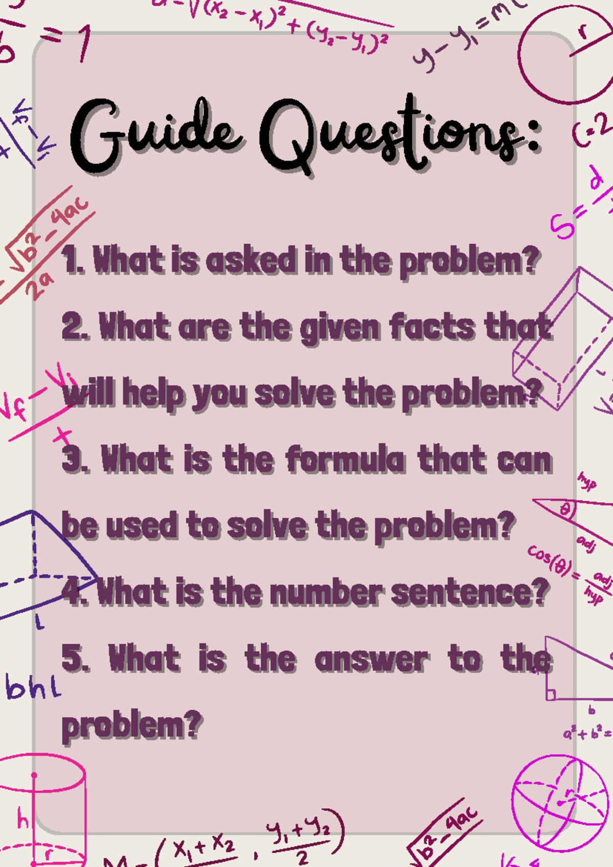 Guide Questions - What is asked in the problem?1. What is asked in the ...