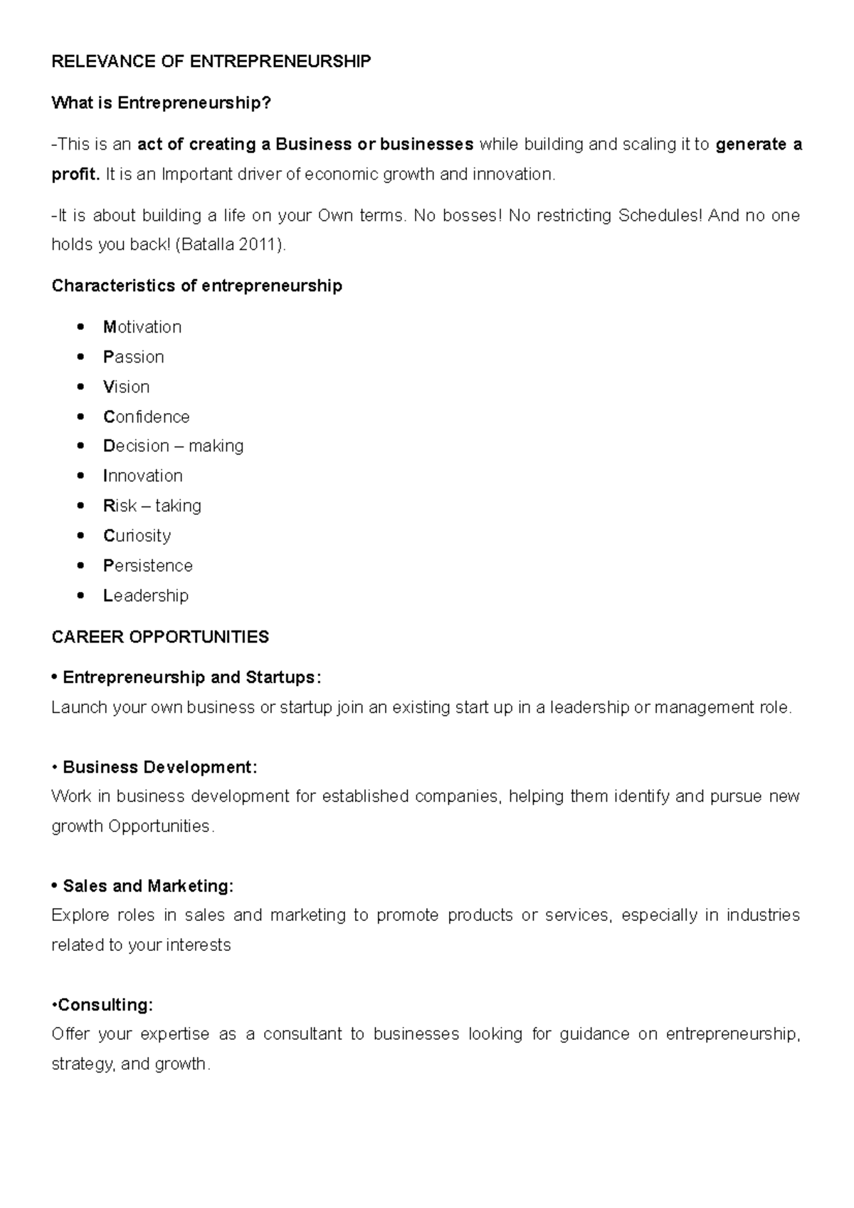 Entrepreneurship 1 - ENTREP: Understanding Business Creation and Growth ...