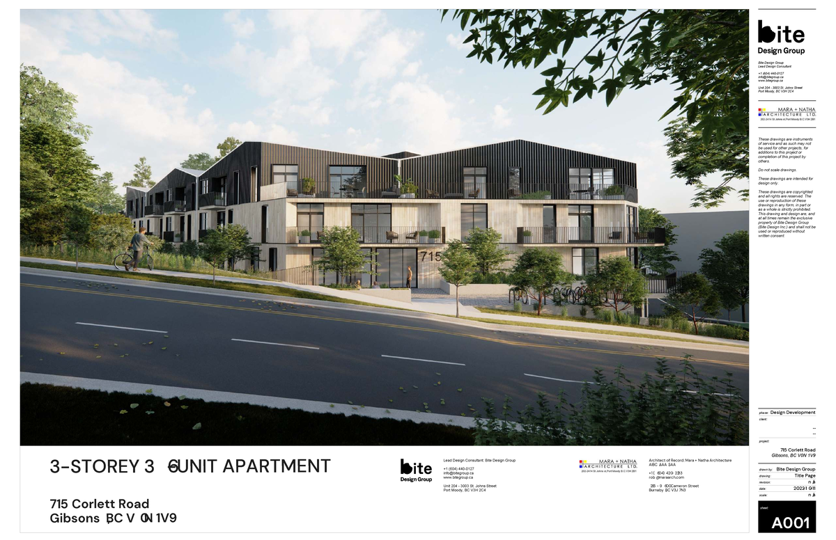 Bite Design Group design development drawings for 715 Corlett Road (604 ...