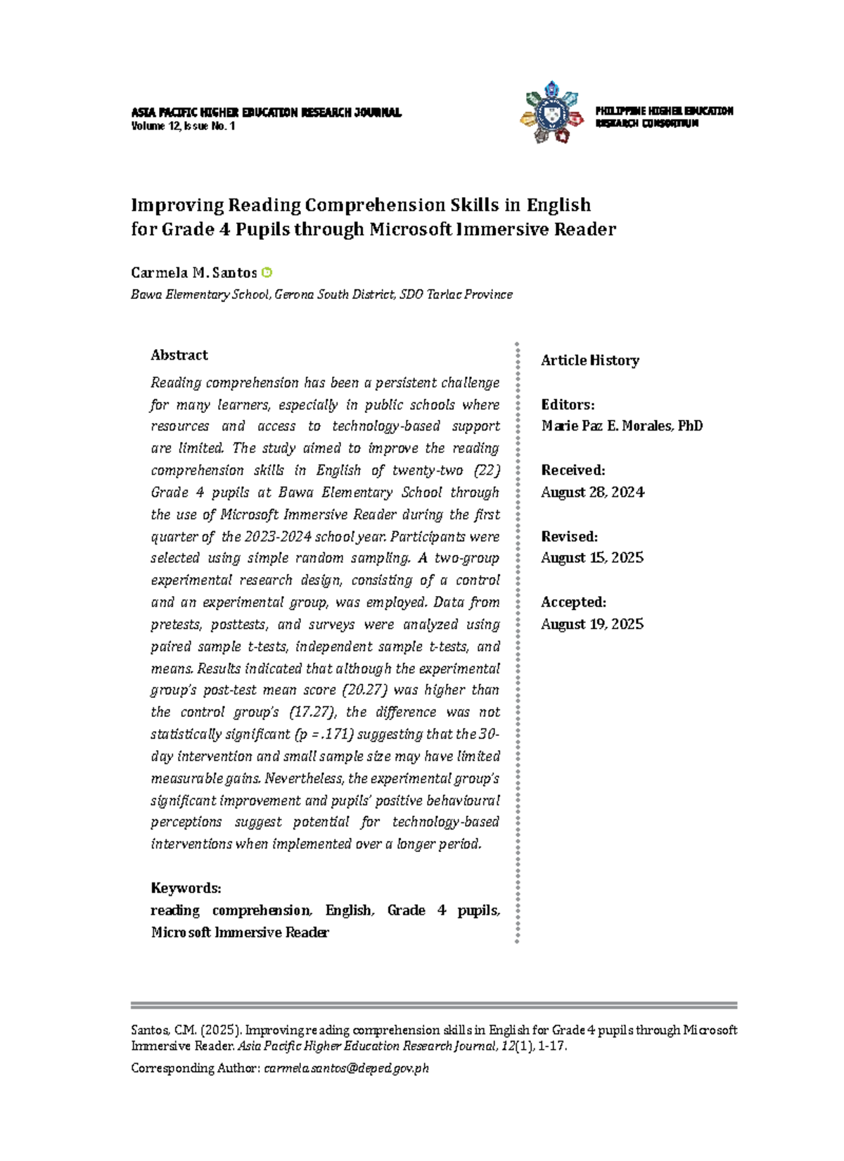 Improving Reading Comprehension in Grade 4 with Microsoft Immersive ...