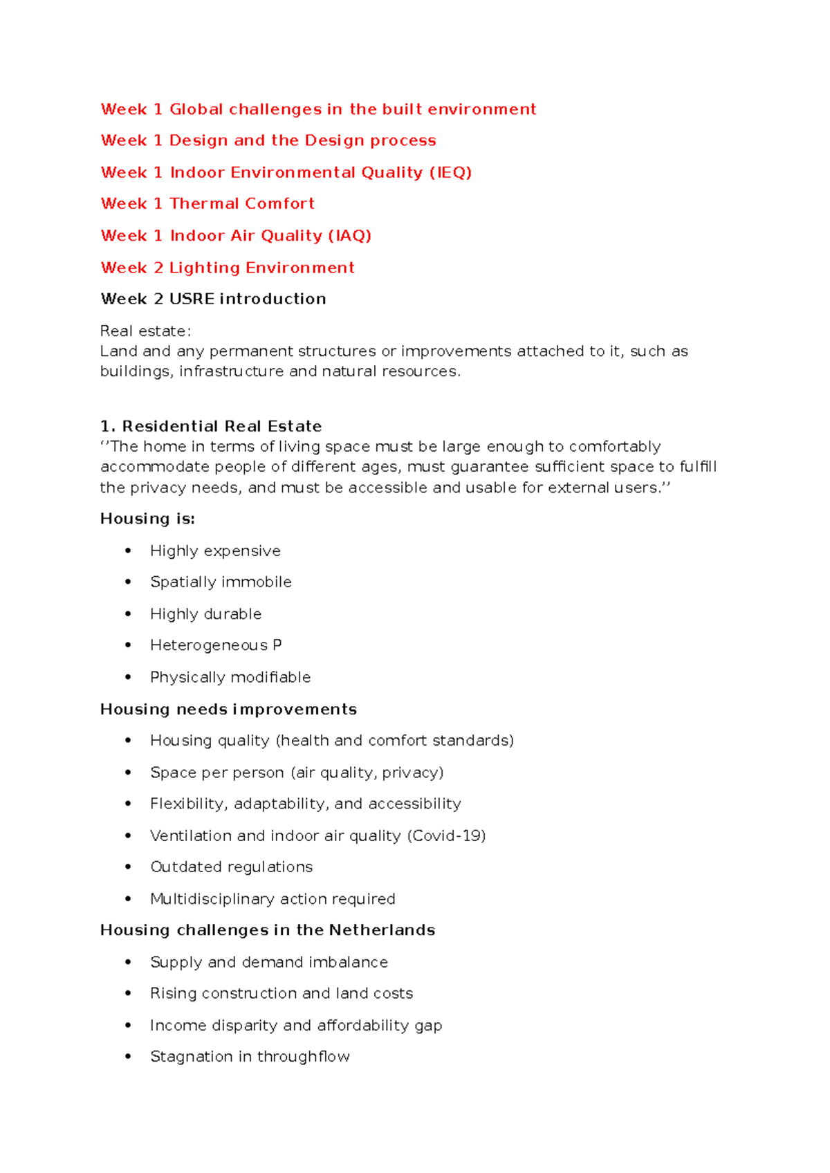 Lecture HSLE Midterm: Global Challenges in the Built Environment ...