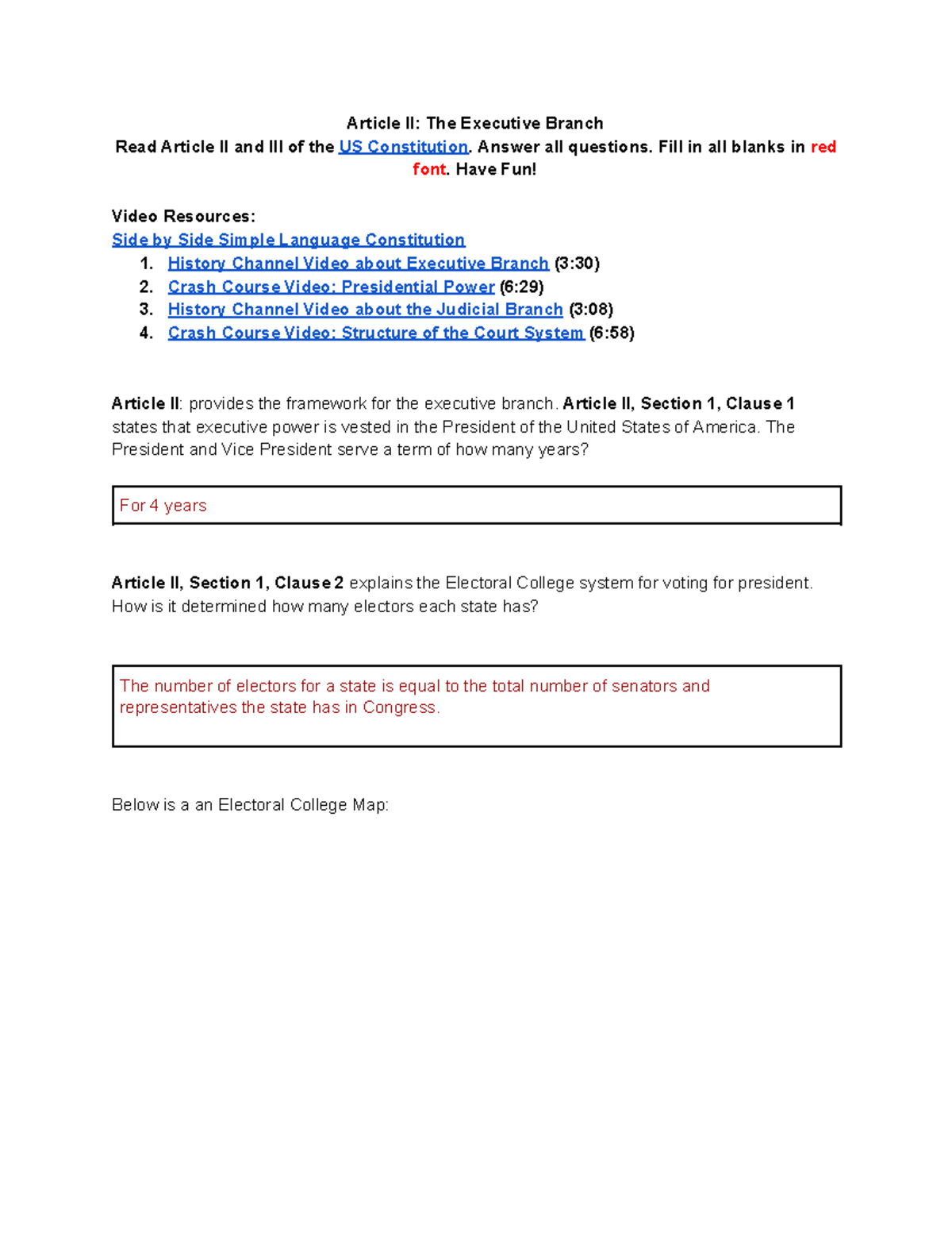 US Constitution Articles II & III Summary: Exec & Judicial Branches ...