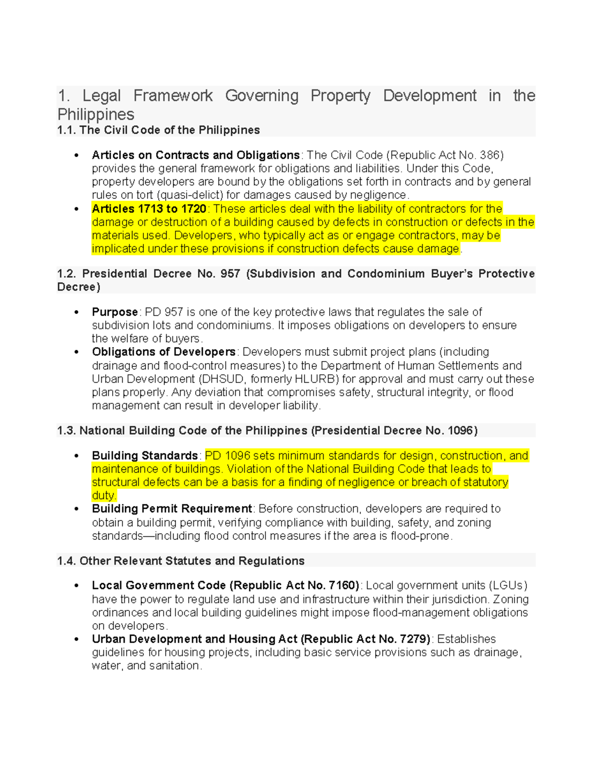 Legal Framework on Developer Liabilities in Property Development (LAW ...