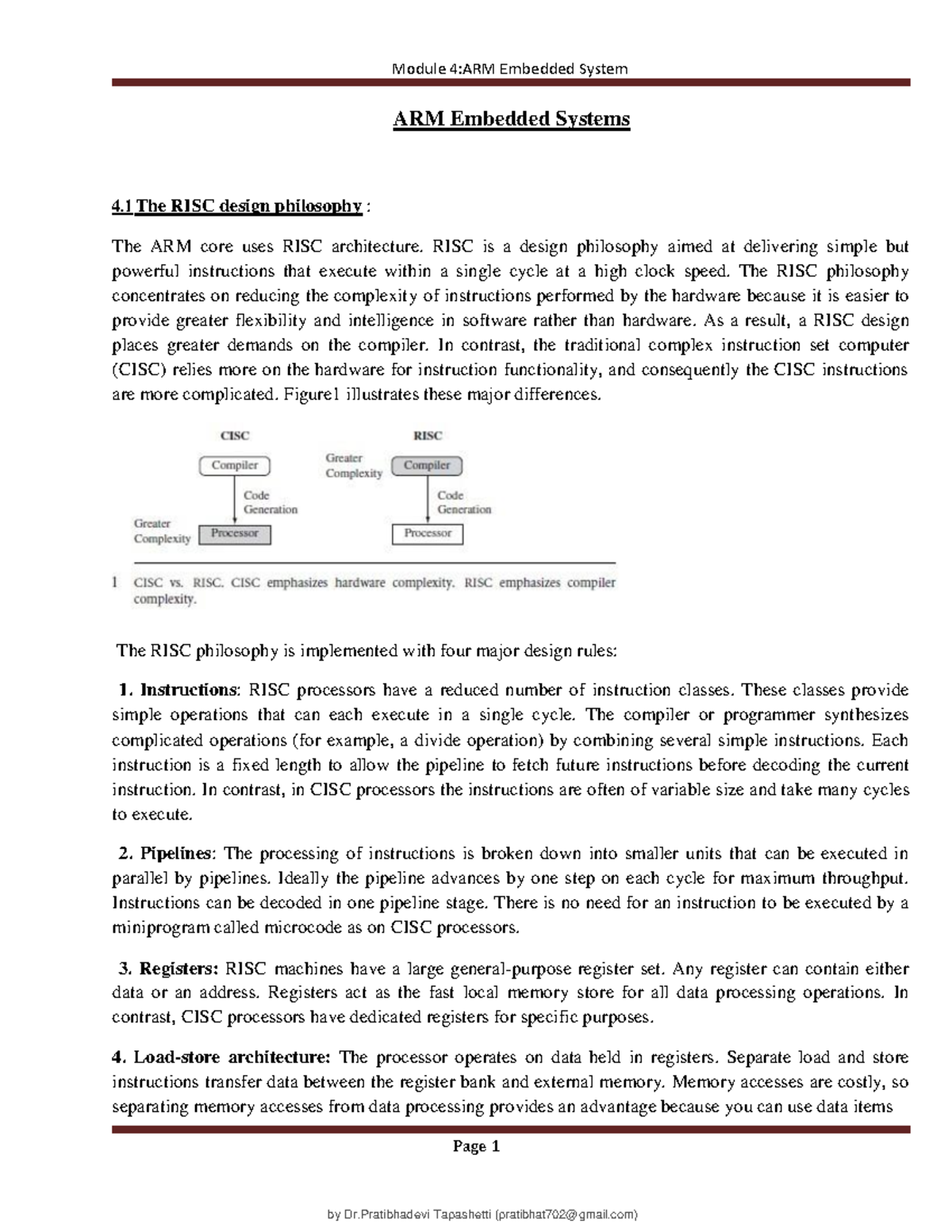 Module 4: BEC601 ARM Embedded Systems - RISC Design Philosophy and Applications - Studocu