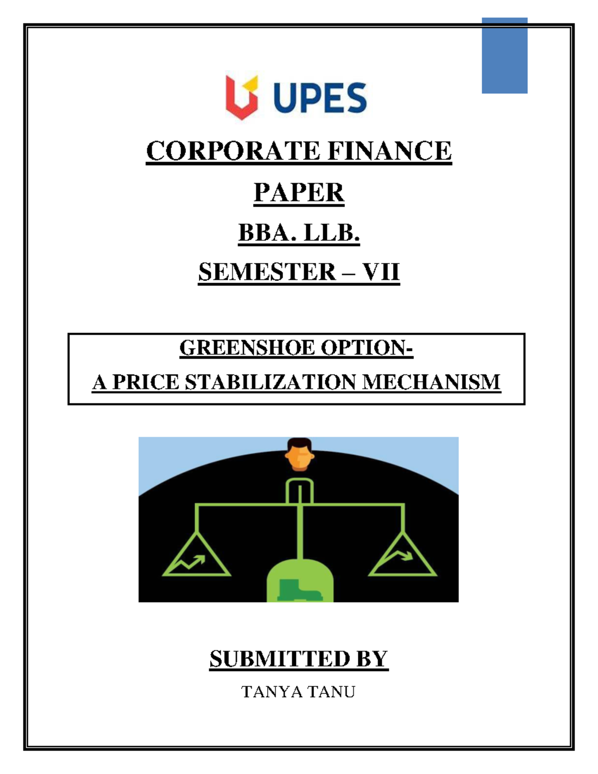 BBA LLB Sem VII: Corporate Finance - Greenshoe Option Analysis - Studocu
