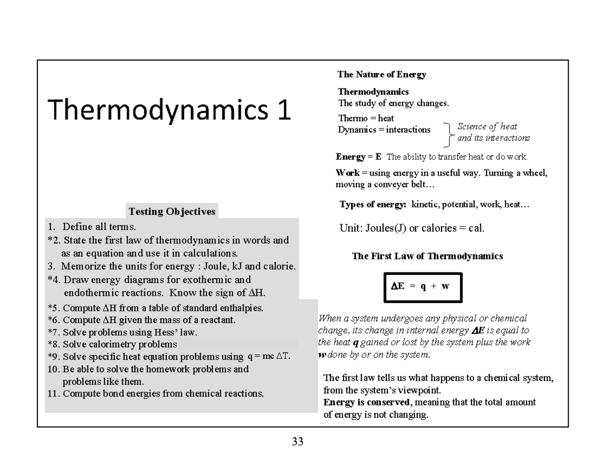Thermodynamics and Enthalpy Changes: Exam Prep Notes (CHEM 101) - Studocu