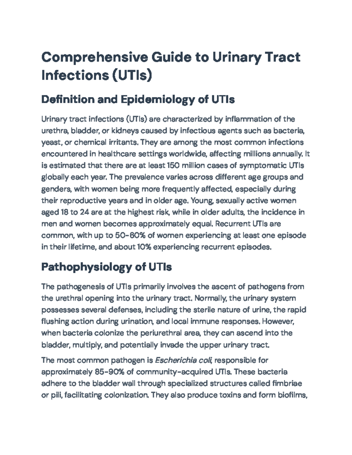 Comprehensive Overview on Urinary Tract Infections (UTIs) Management ...