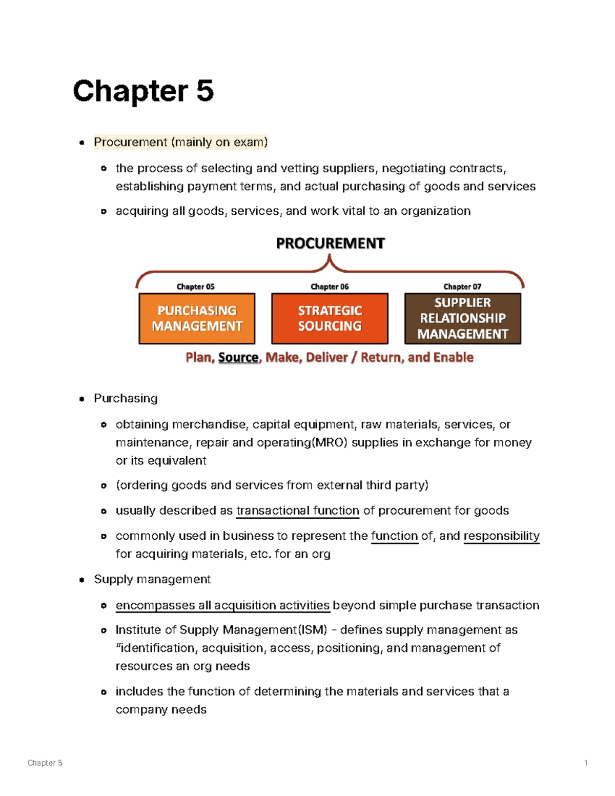 Chapter 5: Procurement Processes and Strategic Decision-Making - Chapter 5 Procurement (mainly ...