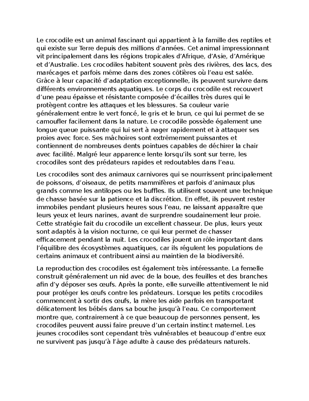 Étude sur le Crocodile: Caractéristiques et Comportement des Reptiles ...