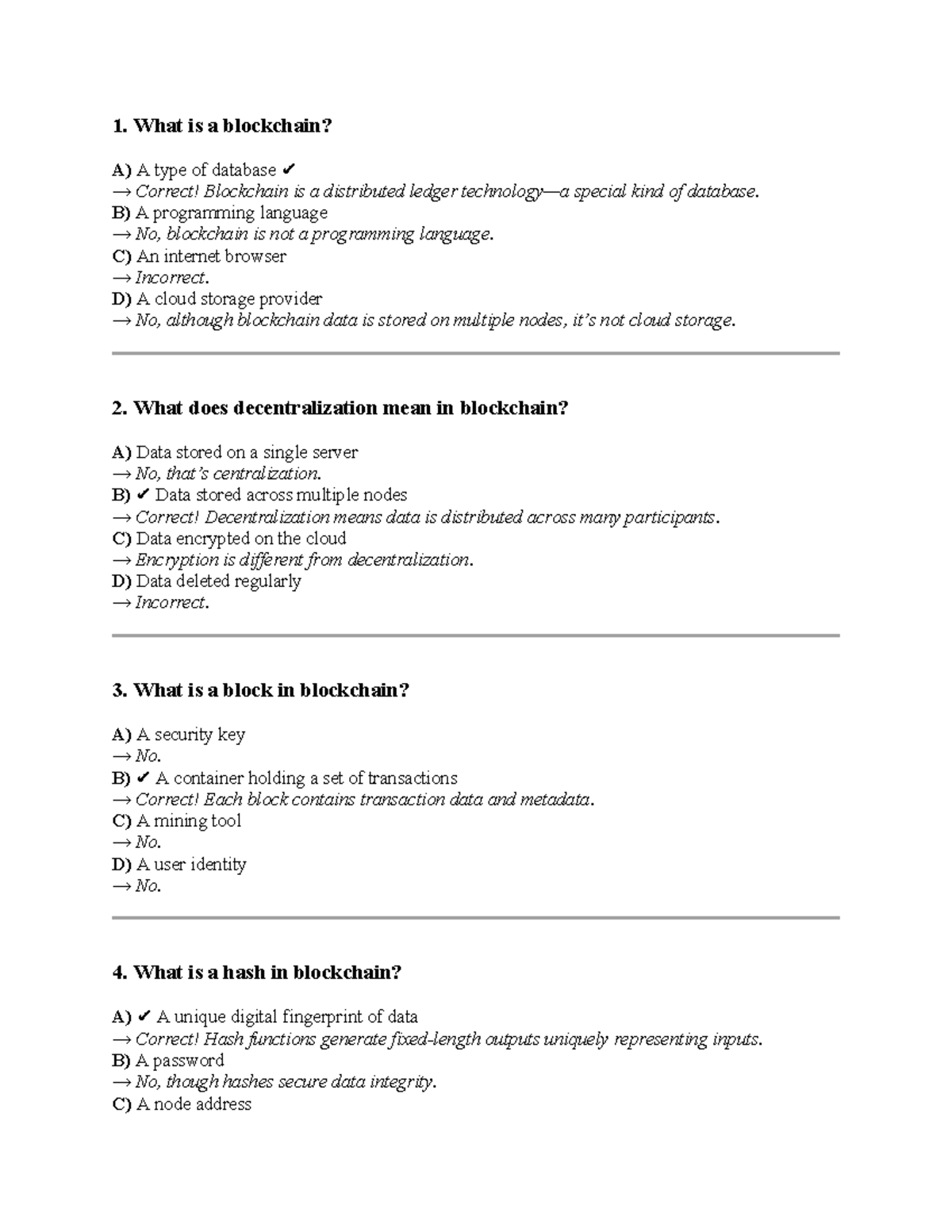 Blockchain MCQs Practice - HOC Exam Preparation - Studocu