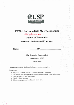 EC201: Intermediate Macroeconomics - Tutorial 9 (Chap 21 Notes) - Studocu