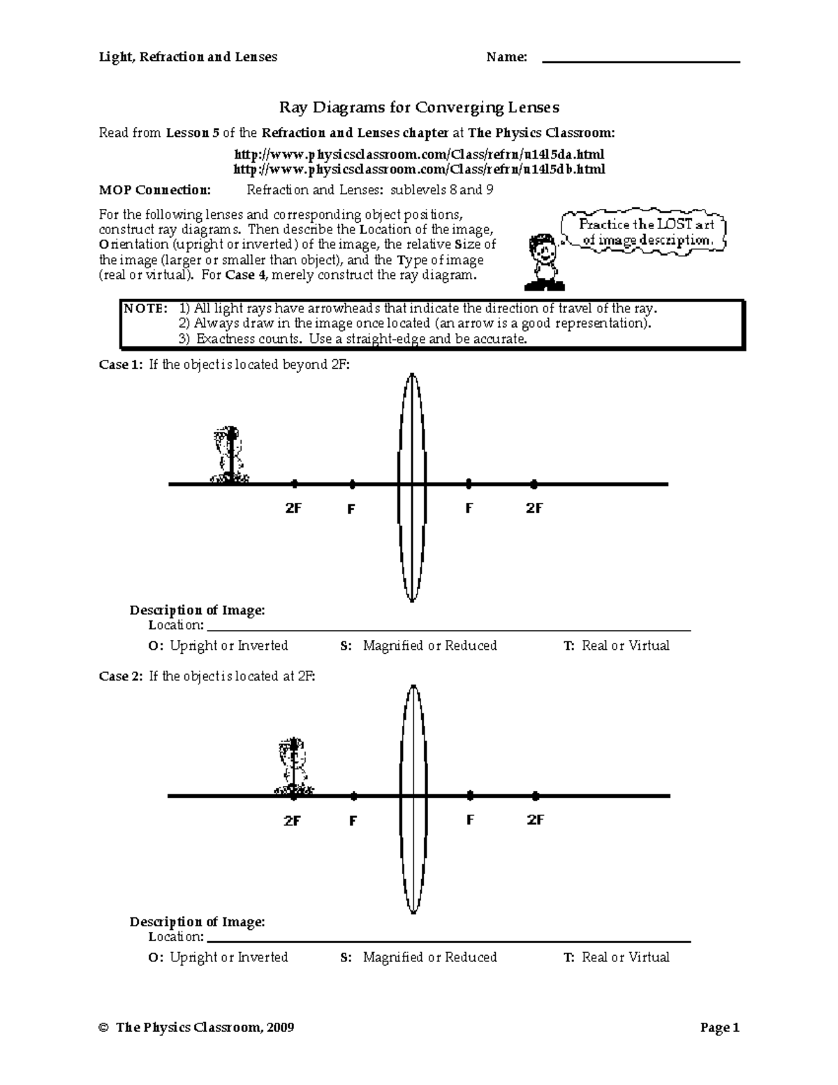 Ray Diagrams for Converging Lenses: Practice Worksheet (PHYS 101) - Studocu