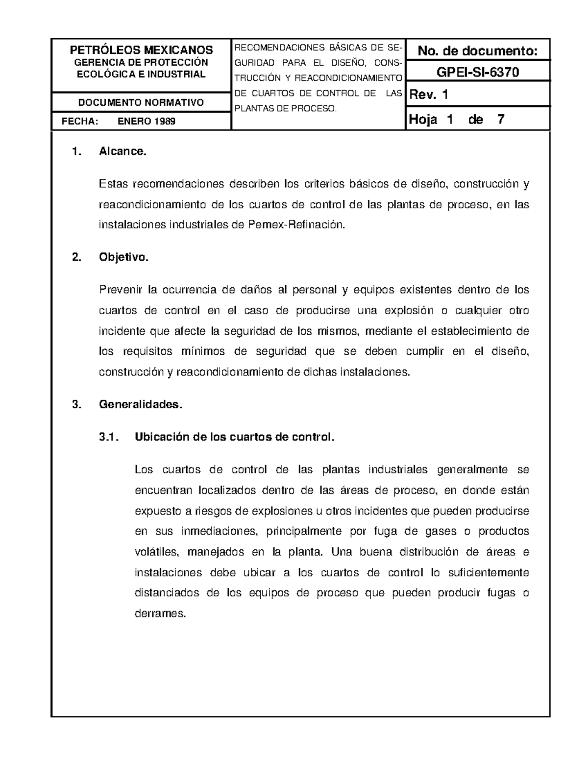 GPEI-IT-6370 Recomendaciones para el Diseño de Cuartos de Control - Studocu
